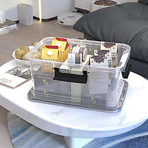 Joyeen 10 Liter Plastic Storage Conatiner, 6 Pack Clear Latch Boxes with Seal Circle/Lids