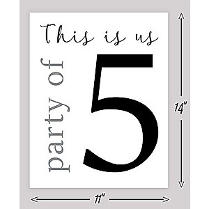 Party of 5 Wall Decor (11x14 inch Unframed Farmhouse Print, Party of 5 Sign, Farmhouse Decor, Great Gift, Party of Five Family Sign, Party of Five Sign, This Is Us Art, Party of 5 Family Sign)