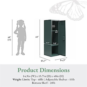 Little Seeds Casey Kids Tall Metal Storage Locker, Hunter Green
