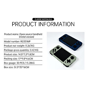 BBGear RG351MP Handheld Portable Game Console Metal Version 3.5-inch IPS Screen (128GB 20000 Games) (Black)