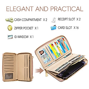 PRETTYZYS Wallet Women Rfid Crossbody Bag Handbag - Handmade Blocking Wristlet Clutch Zipper for Ladies Teenage Girls – Cell Phone with Coins Credit Cards Cash Pockets, Pink