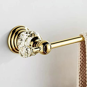 WOLIBEER Polished Gold Towel Bar,Crystal Towel Holder Adjustable Towel Rack Expandable Rail Bathroom Accessories Wall Mounted