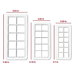 Clever Monster Square Cookie Cutter Set, Geometric Multicutter Square Cake Fondant Cutter, 3 Size Square Biscuit Cutters Cake Decorating
