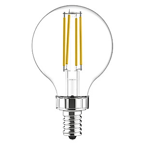 GE Relax LED Light Bulbs, 40 Watt, Soft White, G16.5 Globe Bulbs, Clear, Small Base (2 Pack)