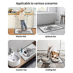 Black and White Bath Mat for Tub,Non Slip Bathroom Floor Runner Rug Quick Dry & Absorbent Diatomaceous Earth Kitchen Room Shower Sink Washable Doormat,Thanksgiving Pumpkin Boho Polka Dot Plaid 18"x30"