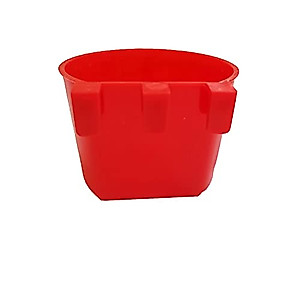 10PCS Feeder Cage Cups Hanging Chicken Bird Water Cups Pet Bowls with Hooks (Red)