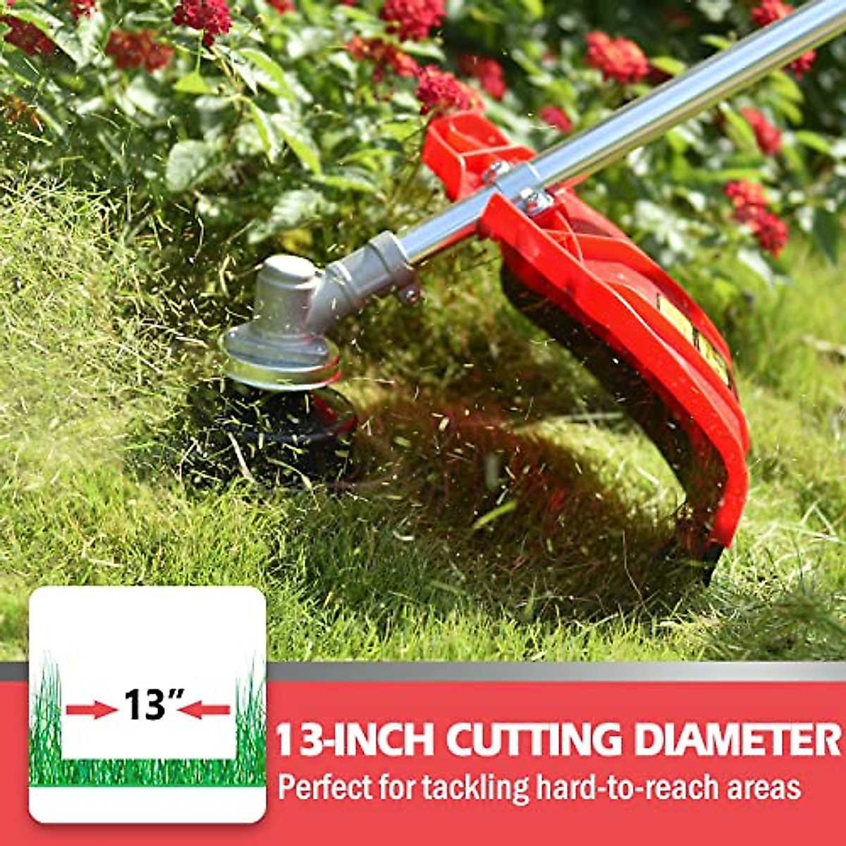 PowerSmart String Trimmer & Edger, 2 Stroke Weed Wacker with Straight Shaft, 25.4CC Gas Powered Weed Eater with 16" Cutting Path, 2 in 1 Brush Cutter with 10" Blade, Edger Lawn Tool for Yard, Garden