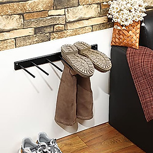 Vesici Metal Freestanding Boot Rack Wall Mounted Boot Rack Organizer Tall Boots Stand Alone Shoe Holder 6 Pairs Tall Boots Inverter Holder, Store Tall Knee High for Hiking, Riding (Black, Metal)