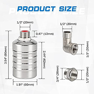 304 Stainless Steel Fully Automatic Water Level Control Float Valve, 1/2" 3/4" Auto Shut Off Mini Float Valve, No need electricity Automatic Water Level Controller for Water Tank, water towers