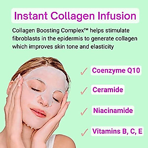 ParadiseGal 10 Face Masks Korean Skin Care - Soothing Collagen Infuser with Rice, Coenzyme Q10, Niacinamide, Ceramide | Best face mask skin care for all skin types (Soothing)