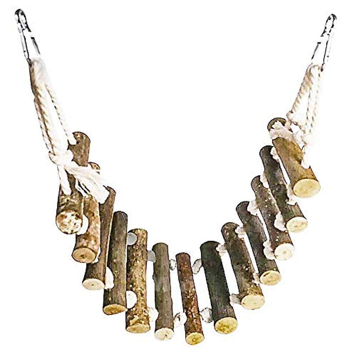 Meric Gecko Ladder Bridge, Raw Wood Hanging Climber, Flexible Swinging Footway, Provides Physical & Mental Encouragement, Entertainment for Lizards, Hamster, Gerbil, 1-pc