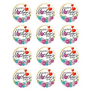 FaCraft Happy Mothers Day Labels Stickers,1.5" Mother's Day Gift Tag Stickers,Floral Mothers Day Presents Labels,Mother's Day Gift Labels for Envelope Seals Card Boxes Party Favor,36PCS