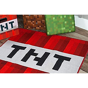 Minecraft Area Rug TNT Block Decorations Merch Video Game Decorations TNT Decorations | 39-Inch Square Area Rug