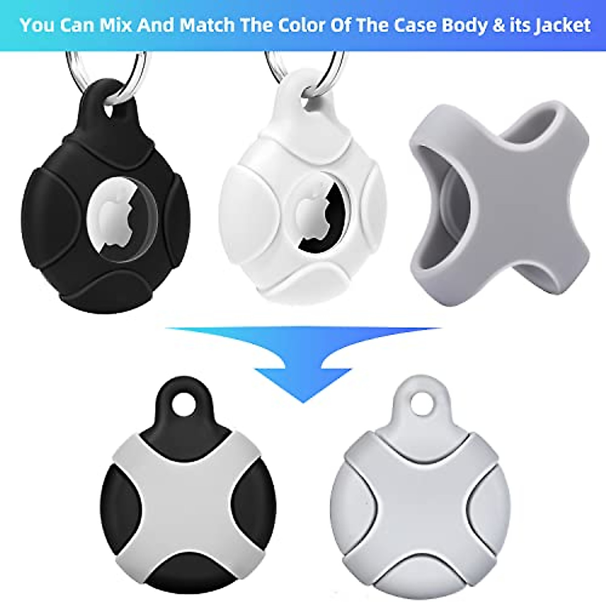 AirTag Holder, Waterproof Airtag Keychain 2 Pack, All-Around Protective Air Tag Case for Dog Cat Collar, Kids, Pets