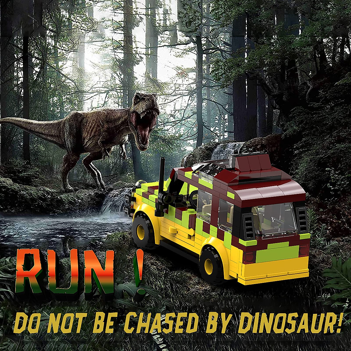 Tenhorses Jurassic Car Building Set, Dinosaur World Off-Road Vehicle Jurassic Movie Brick Toys (309 Pcs), Creative Gifts for Boy or Girs Kids Age 6+.