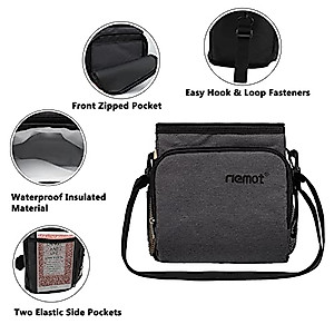 riemot Insulated Cup Holder Universal Organizer With Straps - Fits Roll on Luggages Scooters Strollers Shopping Carts Travel Accessories Cooler Bag Grey 900 ml