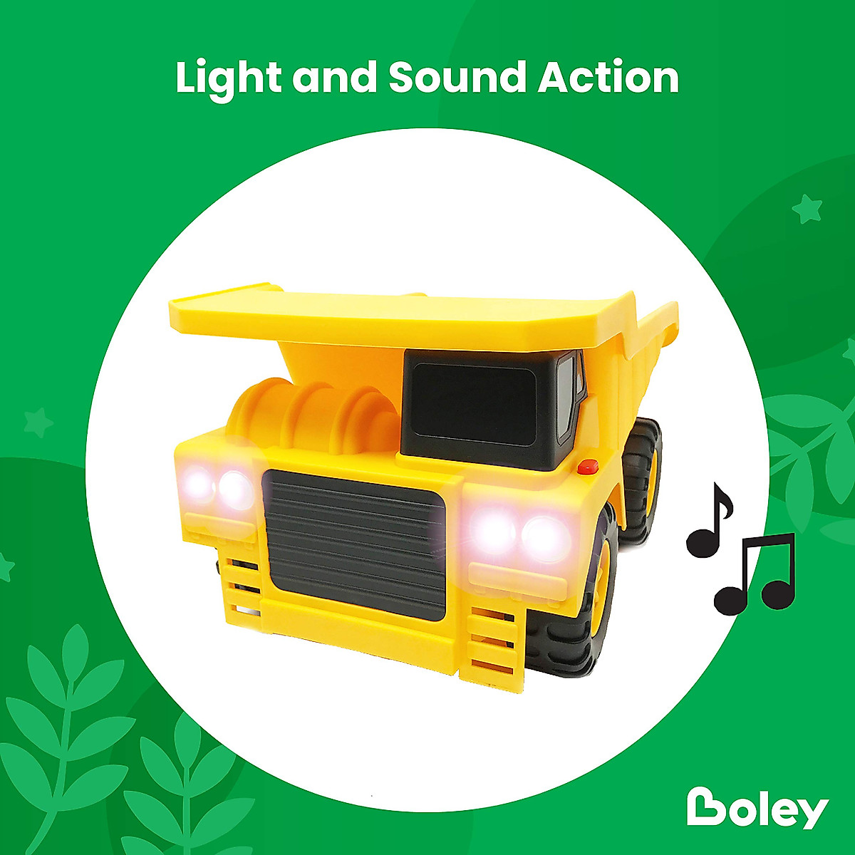 Boley Builders 2 Pack Construction Vehicles - Large Yellow Front Loader and Dump Truck with Lights and Sounds - Kids Construction Toys Set for Toddlers Boys and Girls