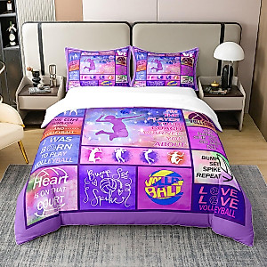 Volleyball Bedding Duvet Cover 100% Cotton Set Twin Size Sports Game Bedding Set for Kids Decor Volleyball Player Comforter Cover Set Purple Bedspread Cover Bedroom Bedclothes