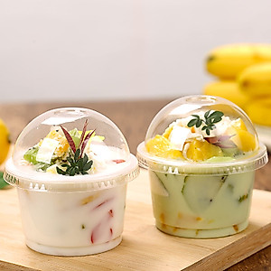 Rocutus Dessert Cups Clear Plastic Cups,50 Pack Dessert Cups Clear Plastic Cups with Dome Lids,Party Cups Fruit Cups Snack Bowls for Iced Cold Drinks Ice Cream Cupcake Parfait (6.8 OZ)