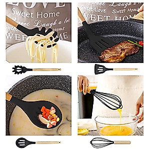 Kitchen Tools Silicone Kitchenware 13 Piece Sets Non-Stick Pot Spatula Kitchen Tools Cooking Spatula Set (black)(BPA Free)