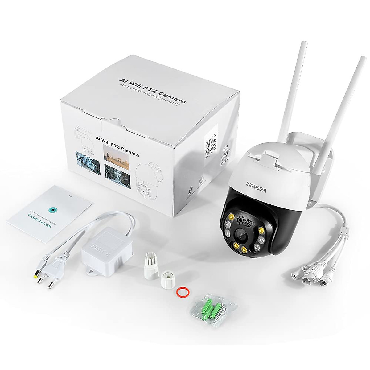 INQMEGAPRO 5MP PTZ WiFi Security Camera Outdoor, 1920P HD Wireless Surveillance Camera, Waterproof IP Camera, 2-Way Audio, Enhanced Night Vision, Motion Detection, ONVIF, SD Card Slot,393-5MP