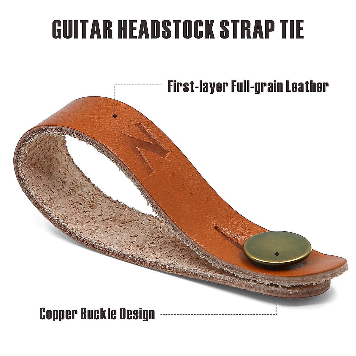 Nefelibata Guitar Strap Lock, Leather Guitar Strap Button, Headstock Adapter Tie,Guitar Neck Strap for Acoustic, Ukulele Strap & Mandolin,Come with Free 1 Pair Strap Locks