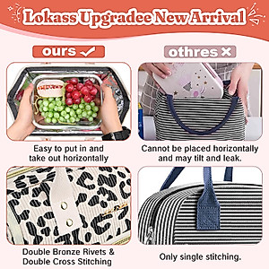 Lunch Bag Women Insulated Lunch Box Wide-Open Lunch Tote Bag Large Drinks Holder Durable Nylon Thermal Snacks Organizer for Men Adults Work Picnic Hiking Beach Fishing, Strawberry Corduroy