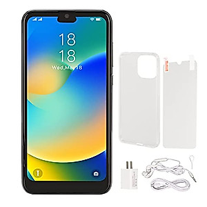 PUSOKEI MTK6889 10 Core Smartphone 6.1Inch I14 ProMax Android11 Unlock Cellphone, 4GB 32GB Storage, AI Face Recognition Unlock, WiFi BT FM, 8MP 16MP Camera, 6800mAh Battery, Black