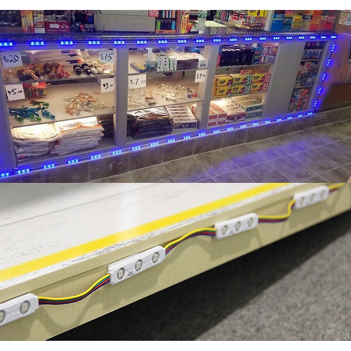 20FT Waterproof Colorful 5050 3 LED Light Module 12V RGB 120 LEDs With Remote Controller Power Plug for Outdoor Led StoreFront Signage Lighting