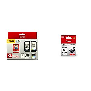 Canon 8278B005 Inks & Paper Pack, PG245, CL-246 XL, 50 Sheets, 4 x 6 and PG-245XL High-Yield Black Ink Cartridge