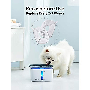 Veken 4 Pack Replacement Filters & 4 Pack Replacement Pre-Filter Sponges for 95oz and 67oz Automatic Pet Fountain Cat Water Fountain Dog Water Dispenser