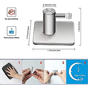 Dehomy Self Adhesive Hook Stick on Wall Door Cabinet Heavy Duty Stainless Steel Tools for Hanging Loofah Washcloth Towel, Coat Clothes, Specialized for Hanging Kitchen, Bathroom, Restroom 4 Pack