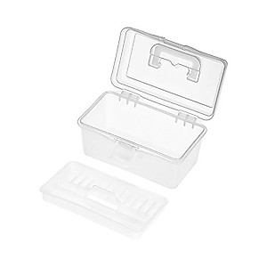 mewmewcat art box with handle,Clear Plastic Art Storage Box Watercolor Oil Painting Supplies Multipurpose Case Portable for Artists, White