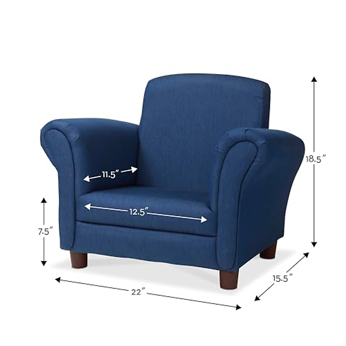 Melissa & Doug Denim Fabric Child’s Armchair (Kid’s Furniture, 23”L x 17.5”W x 18.3”H) - Children's Furniture, Child's Reading Chair, Chairs For Toddlers, Oversized Kid's Armchair