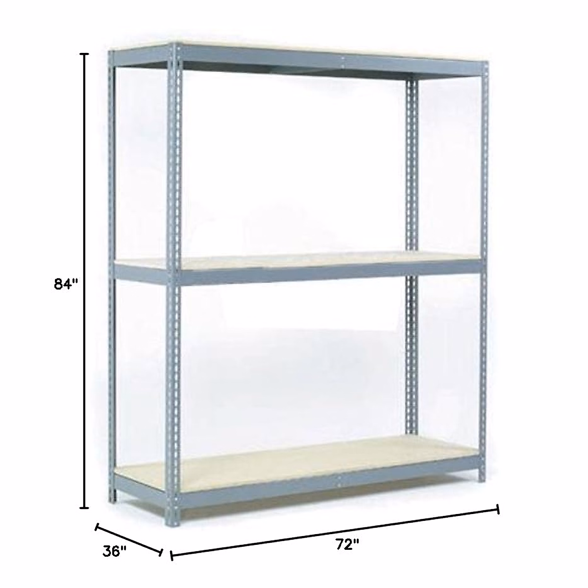 Global Industrial Wide Span Rack with 3 Shelves Wood Deck, 900 Lb Capacity Per Level, 72" W x 36" D x 84" H