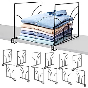 smusei Shelf Dividers, 12 PCS Wire Shelf Divider Separators Vertical Closet Shelf Organizer for Clothes, Book and Bedroom Bathroom Office Kitchen Organization, Black