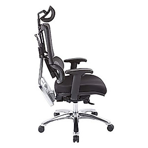 Office Star Pro X996 Fully Adjustable Manager's Office Chair with Lumbar Support, Black Mesh Back, Polished Aluminum Base and Coal FreeFlex Black Seat with Headrest