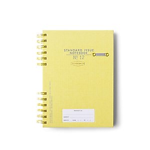 Designworks Ink Standard Issue No. 12 Yellow Undated Planner Notebook Journal with Lined Pages, Elastic Pen Holder, and Durable Spiral Binding for Work, Writing, Journaling - 6" x 8.25"