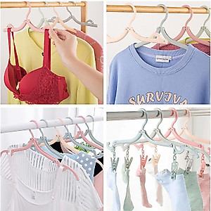 24 Pcs Travel Hangers with 48 Pcs Clips,Portable Folding Clothes Hangers Travel Clothes Hangers Travel Accessories Foldable Clothes Drying Rack for Travel Plastic Non Slip Clothing Hangers 4 Colors