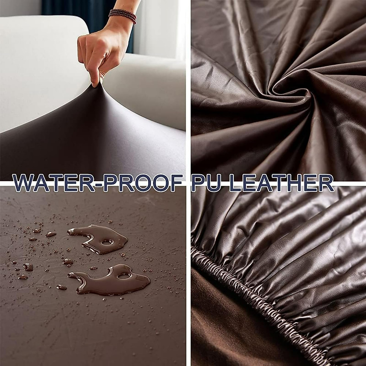 4pcs PU Leather RV Dinette Cushion Covers, Waterproof RV Seat Cover Restaurant Seat Sofa Slipcover RV Camper Car Settee Bench Cover (Black)