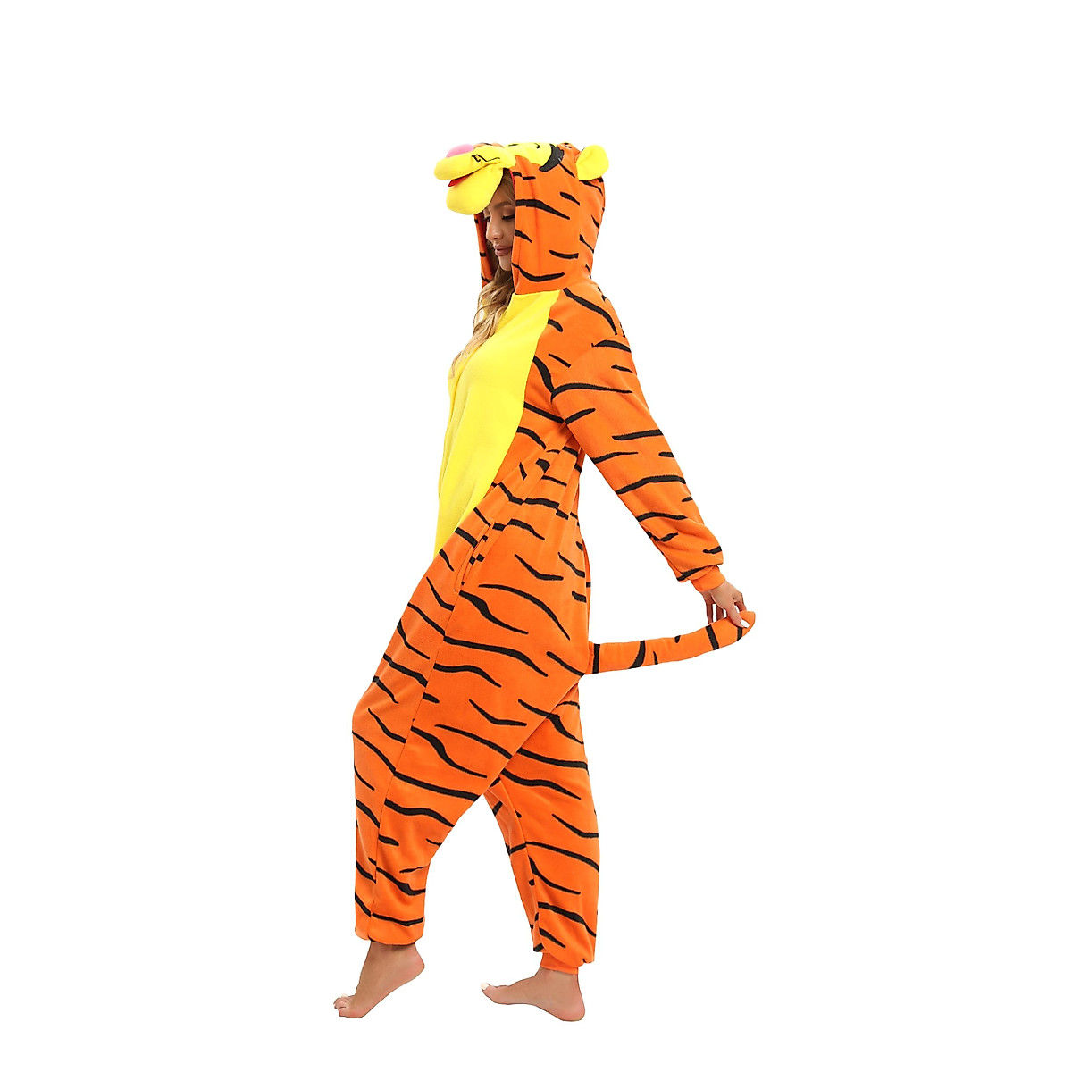 BGOKTA Halloween Animal Onesie Pajamas for Adults Stitch Costume Cosplay Homewear One Piece