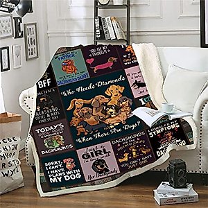 Ultra Soft 3D Printed Blanket Dachshund Dog Pattern Cozy Microfiber Plush Sherpa Blanket 2 Sizes Warm Fuzzy Throw Blanket for Kids and Adults Throws Blankets (Style01, 130cm x 150cm(51'' x 59''))