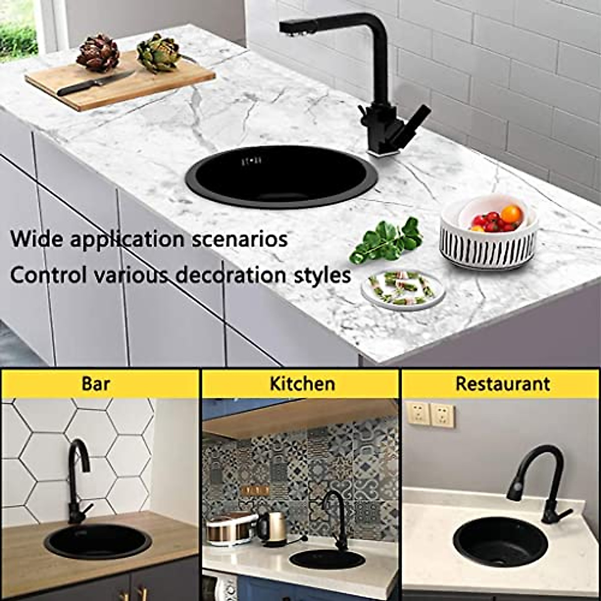 NOYHHAV kitchen sink stainless steel with black kitchen faucet Bar sink undermount/drop in Single basin kitchen sink Mini sink (12.5'', Gold)