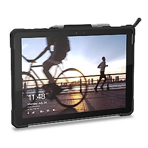 UAG Microsoft Surface Pro 7 Plus/Pro 7/Pro 6 Case w/Hand Strap & Shoulder Strap, Plasma Ice + Microsoft Surface Pro 7 Plus/Pro 7/Pro 6 Screen Protector Tempered Glass, Clear