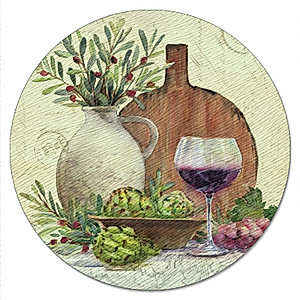 CounterArt Rustic Wine 4mm Heat Tolerant Tempered Glass Lazy Susan Turntable 13" Diameter Cake Plate Condiment Caddy Pizza Server