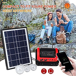Solar Generator - Portable Generator with Solar Panel,Solar Power Generators Portable Power Station with Flashlight,Emergency Generator Solar Powered for Home Use Camping Travel Hunting Emergency(Red)