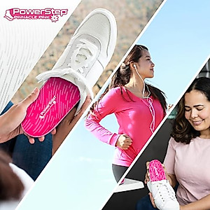 PowerStep Pinnacle Pink Orthotics for Women - Arch Support Inserts for Pain Relief & Plantar Fasciitis - Firm + Flexible for Increased Comfort, Stability and Control from Pronation (W 8-8.5, M 6-6.5)