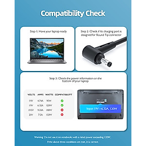 120W Charger Fit for Asus Q538 Q528 Q535 Q537 Q547 Q546 Q538EI Q528E Q528EH Q537F Q537FD Q535U Q535UD Q536F Q536FD Q547F Q547FD Q546F Q546FDX Zenbook Flip 15 Laptop Power Adapter
