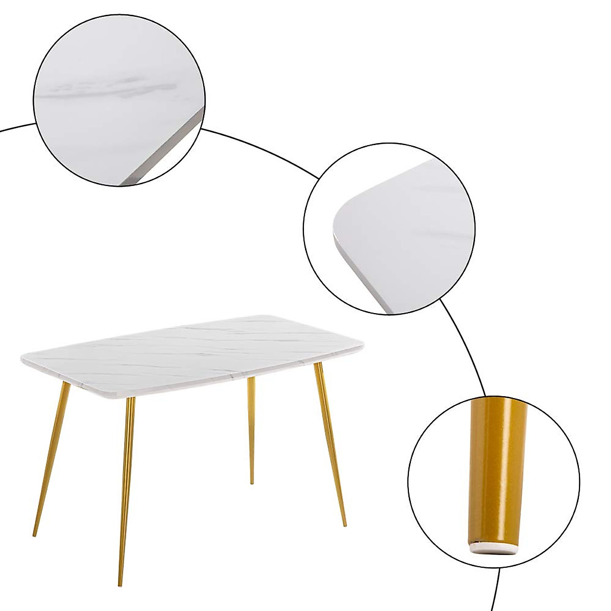 GAJUST Elegant White Marble Dining Table - Timeless Beauty