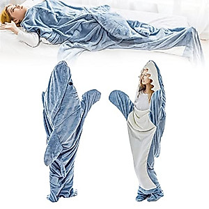 LUNLUN Shark Blanket Adult, Shark Blanket Super Soft Cozy Flannel Hoodie, Shark Blanket Hoodie Adult, Wearable Shark Blanket, Shark Onesie Blanket (L-75x35.5in)